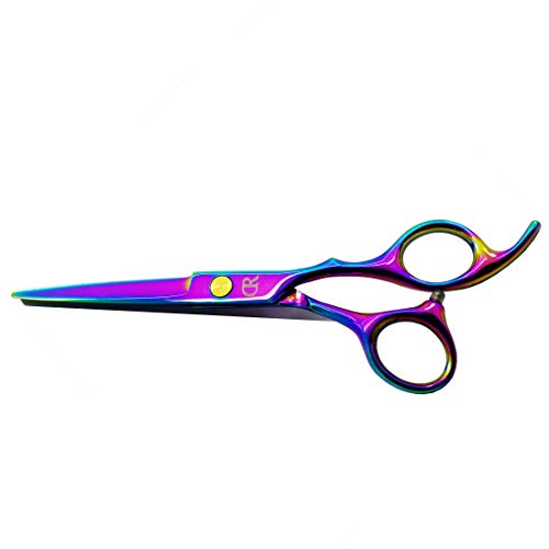 Professional Hair Cutting Shears,6 Inch Barber hair Cutting Scissors Sharp Blades Hairdresser Haircut For Women/Men/kids 420c Stainless Steel Rainbow Color (A)