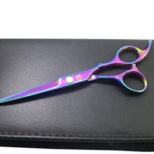 Professional Hair Cutting Shears,6 Inch Barber hair Cutting Scissors Sharp Blades Hairdresser Haircut For Women/Men/kids 420c Stainless Steel Rainbow Color (A)