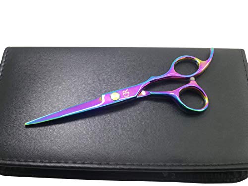 Professional Hair Cutting Shears,6 Inch Barber hair Cutting Scissors Sharp Blades Hairdresser Haircut For Women/Men/kids 420c Stainless Steel Rainbow Color (A)