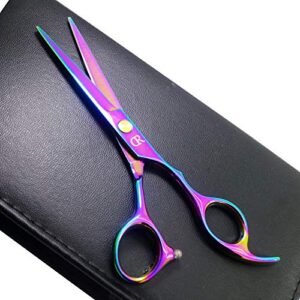 Professional Hair Cutting Shears,6 Inch Barber hair Cutting Scissors Sharp Blades Hairdresser Haircut For Women/Men/kids 420c Stainless Steel Rainbow Color (A)