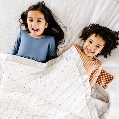 DREAMLAND BABY Toddler Weighted Blanket | 4lb Weighted Sleep Blanket for Kids and Toddlers Ages 3+ and/or 30+ lb | White with Grey Stars