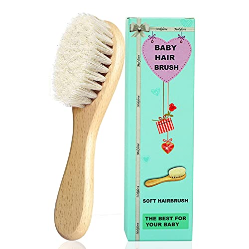 Molylove Wooden Baby Hair Brush for Newborns & Toddlers, Super Soft Goat Bristles Hair Brush, Toddler Hair Brush,Ideal for Cradle Cap, Perfect Baby Registry Gift