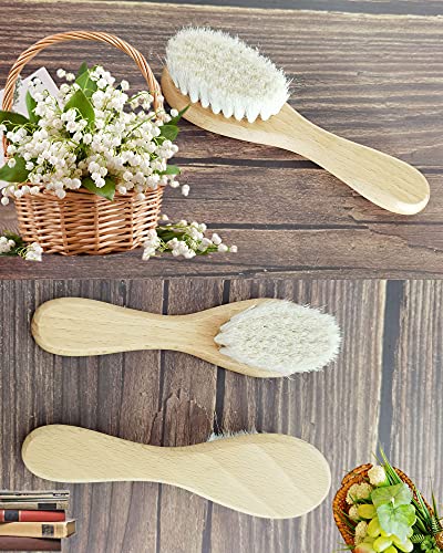 Molylove Wooden Baby Hair Brush for Newborns & Toddlers, Super Soft Goat Bristles Hair Brush, Toddler Hair Brush,Ideal for Cradle Cap, Perfect Baby Registry Gift