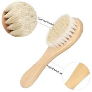 Molylove Wooden Baby Hair Brush for Newborns & Toddlers, Super Soft Goat Bristles Hair Brush, Toddler Hair Brush,Ideal for Cradle Cap, Perfect Baby Registry Gift