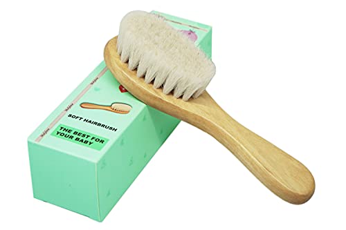 Molylove Wooden Baby Hair Brush for Newborns & Toddlers, Super Soft Goat Bristles Hair Brush, Toddler Hair Brush,Ideal for Cradle Cap, Perfect Baby Registry Gift