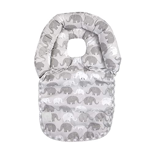 Boppy Head Support Noggin Nest, Gray Elephant Plaid, For 3- or 5-point Harness Systems, Helps Prop Baby’s Head In Bouncers, Strollers And Swings, 0-4 months