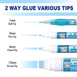 Kuretake Zig 2 Way Glue, 2mm Fine Tip 3 pcs Set, AP-Certified, Adhesive for Kids, Artists, Crafters, Family, Perfect for Scrapbooking, Craft, Card Making, Foil Calligraphy, Made in Japan