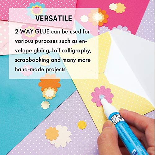 Kuretake Zig 2 Way Glue, 2mm Fine Tip 3 pcs Set, AP-Certified, Adhesive for Kids, Artists, Crafters, Family, Perfect for Scrapbooking, Craft, Card Making, Foil Calligraphy, Made in Japan