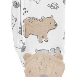 Simple Joys by Carter's Unisex Babies' Cotton Footed Sleep and Play, Pack of 2, Bear/Animal Print, 3-6 Months