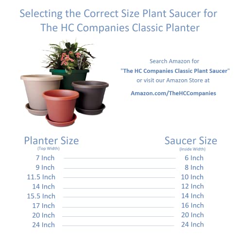 The HC Companies 10 Inch Round Plastic Classic Plant Saucer - Indoor Outdoor Plant Trays for Pots - 10.75"x10.75"x1.75" Warm Gray