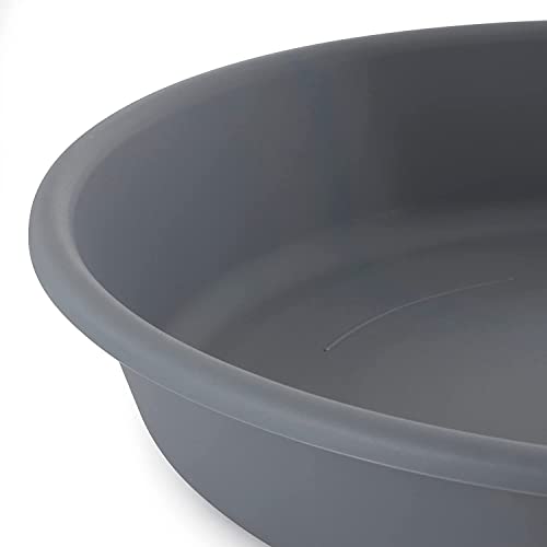 The HC Companies 10 Inch Round Plastic Classic Plant Saucer - Indoor Outdoor Plant Trays for Pots - 10.75"x10.75"x1.75" Warm Gray