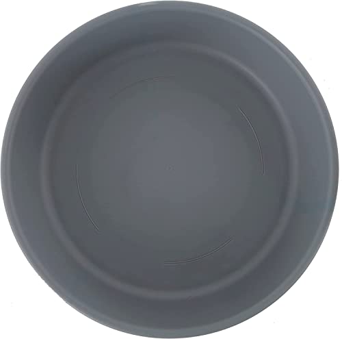 The HC Companies 10 Inch Round Plastic Classic Plant Saucer - Indoor Outdoor Plant Trays for Pots - 10.75"x10.75"x1.75" Warm Gray