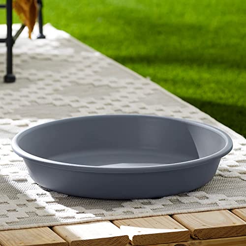 The HC Companies 10 Inch Round Plastic Classic Plant Saucer - Indoor Outdoor Plant Trays for Pots - 10.75"x10.75"x1.75" Warm Gray