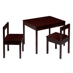 Amazon Basics Solid Wood Kiddie Table With Two Chairs, 3 Piece Set, Espresso