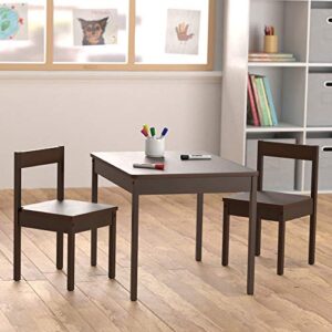 Amazon Basics Solid Wood Kiddie Table With Two Chairs, 3 Piece Set, Espresso