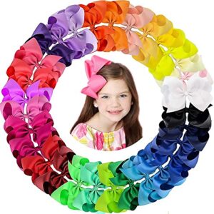 oaoleer 30 colors 6 inch hair bows clips grosgrain ribbon bows hair alligator clips hair barrettes hair accessories for girls toddler infants kids teens children