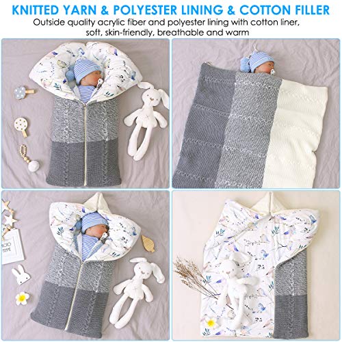 Petyoung Newborn Baby Swaddle Blanket, Multifunction Stroller Wrap Sleeping Mat Thick Warm Sleeping Bag for Baby Boys Girls 0-12 Months