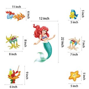 Runtoo The Little Mermaid Wall Decals for Girls Ariel Wall Stickers Princess Fish Wall Décor for Girls Bedroom Baby Nursery