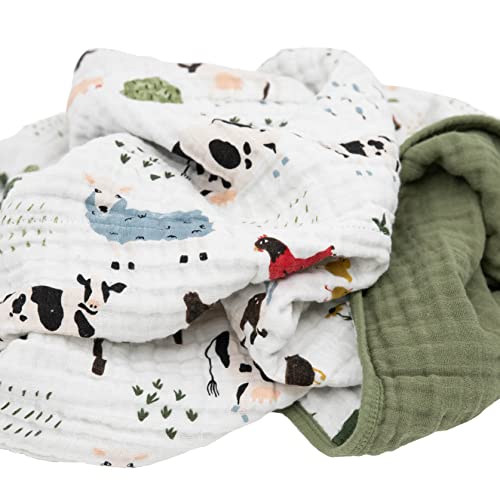 Red Rover Kids Breathable Cotton Muslin Baby Quilt (Family Farm)