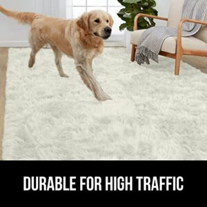 Gorilla Grip Fluffy Faux Fur Rug, 5x7, Machine Washable Soft Furry Area Rugs, Rubber Backing, Plush Floor Carpets for Baby Nursery, Bedroom, Living Room Shag Carpet, Luxury Home Decor, Ivory