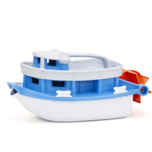 Green Toys Paddle Boat, Blue/Grey - Pretend Play, Motor Skills, Kids Bath Toy Floating Pouring Vehicle. No BPA, phthalates, PVC. Dishwasher Safe, Recycled Plastic, Made in USA.