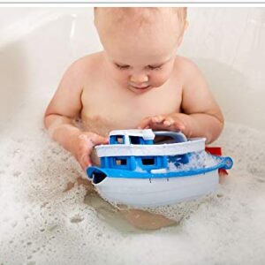 Green Toys Paddle Boat, Blue/Grey - Pretend Play, Motor Skills, Kids Bath Toy Floating Pouring Vehicle. No BPA, phthalates, PVC. Dishwasher Safe, Recycled Plastic, Made in USA.