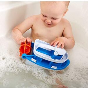 Green Toys Paddle Boat, Blue/Grey - Pretend Play, Motor Skills, Kids Bath Toy Floating Pouring Vehicle. No BPA, phthalates, PVC. Dishwasher Safe, Recycled Plastic, Made in USA.