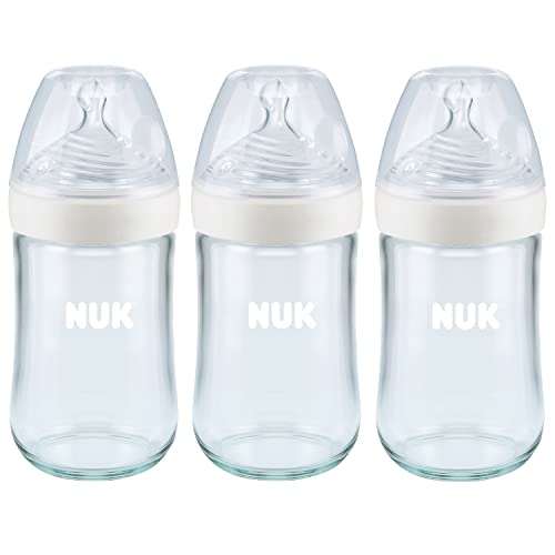 NUK Simply Natural Glass Bottles, 8 Oz, 3 Pack