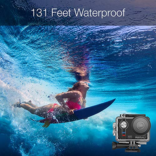 REMALI CapturePro 4K/60fps 20MP Waterproof Sports Action Camera Kit with Carrying Case + 3 Batteries, WiFi, 2" Touch Screen, 8X Zoom, Slow/Fast Motion, Remote/Voice Control, EIS, Distortion Correction