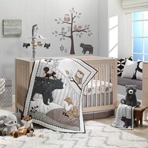 Lambs & Ivy Woodland Forest Gray/Tan Musical Baby Crib Mobile Soother Toy