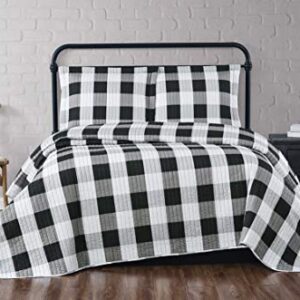 Truly Soft Everyday Buffalo Plaid Black Twin XL Quilt Set