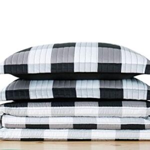 Truly Soft Everyday Buffalo Plaid Black Twin XL Quilt Set