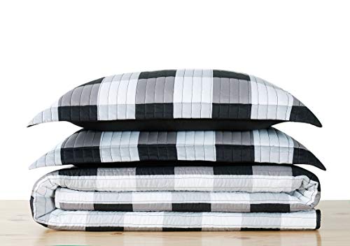 Truly Soft Everyday Buffalo Plaid Black Twin XL Quilt Set