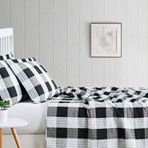 Truly Soft Everyday Buffalo Plaid Black Twin XL Quilt Set