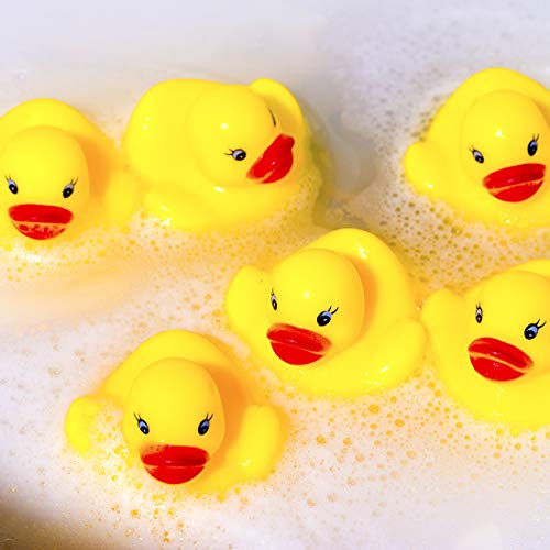 DZTIAN 51-Pieces Float & Squeak Mini Rubber Duck Baby Bath Ducky Sound ShowerToys for Kids Celebrate The Joy of The Children