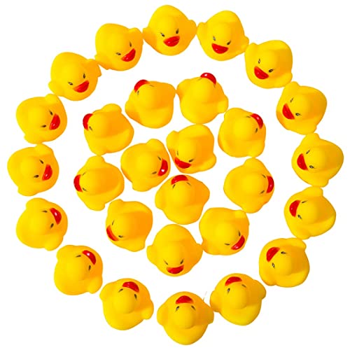 DZTIAN 51-Pieces Float & Squeak Mini Rubber Duck Baby Bath Ducky Sound ShowerToys for Kids Celebrate The Joy of The Children