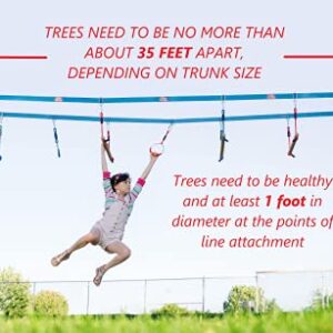 Double Ninja Slackline Obstacle Course for Kids | 80 Foot Line | Ninja Slackline Monkey Bars Playground Equipment | Ninja Ropes Course | Patented Double Line Design