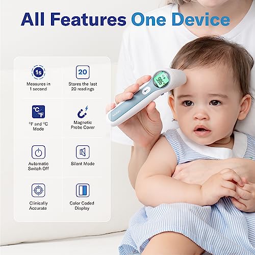 Alcedo Forehead and Ear Thermometer for Adults, Kids, and Baby | Digital Infrared Thermometer for Fever | Touchless, Instant Read, Medical Grade | Pouch and Batteries Included