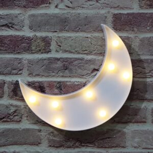 Vicila LED Moon Shaped Marquee Signs, Light Up Moon Night Lights Battery Operated Crescent Moon Lamp for Bedroom, Christmas, Birthday Party Decor-Moon(White)