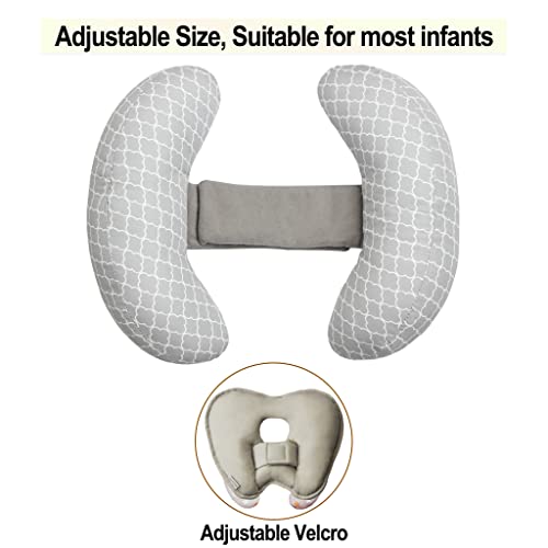 vocheer 2 in 1 Baby Travel Pillow, Baby Head Support Pillow Stroller Pillow with Banana Neck Pillow for Newborn, Grey…