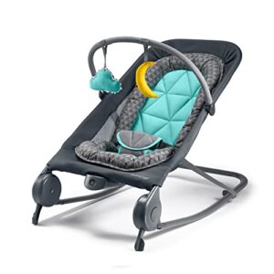 summer 2-in-1 bouncer & rocker duo (gray and teal) convenient and portable rocker and bouncer for babies includes soft toys and soothing vibrations