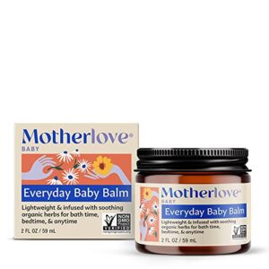 motherlove everyday baby balm (2oz) plant-based, all-natural baby essential for newborns, infants, & toddlers—moisturizing herbal salve w/calming chamomile—non-gmo, organic herbs, cruelty-free