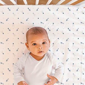 The Peanutshell Fitted Crib Sheet Set for Baby Boys or Girls | Unisex 2 Pack in Rocketships & Shooting Stars | Fits Standard Crib Mattresses