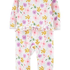 Simple Joys by Carter's Baby Girls' Fleece Footed Sleep and Play, Pack of 2, Purple Llama/Floral, 3-6 Months