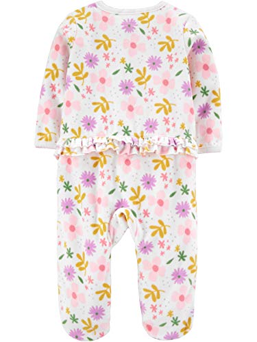 Simple Joys by Carter's Baby Girls' Fleece Footed Sleep and Play, Pack of 2, Purple Llama/Floral, 3-6 Months