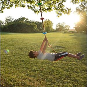 IFOYO Climbing Rope Swing for Trees, Heavy Duty Plastic Disc Swing Seat for Kids and Adults Outdoor Tree Backyard Playground Swing, Red