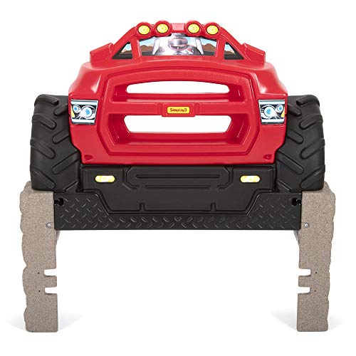 Simplay3 Monster Truck Headboard, Twin Size Plastic Car Bed Headboard for Kids, Toddlers and Boys with Toy Car Storage - Red, Made in USA