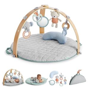 ingenuity cozy spot reversible duvet activity gym & play mat with wooden bar - loamy, ages newborn +