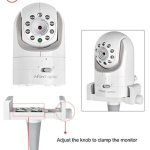 iTODOS Baby Monitor Mount Camera Shelf Compatible with Infant Optics DXR 8 & DXR-8 Pro and Most Other Baby Monitors,Universal Baby Camera Holder,Attaches to Crib Cot Shelves or Furniture (White)