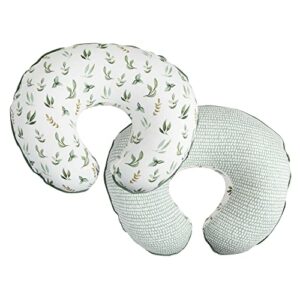 boppy organic original support nursing pillow cover, green little leaves, 100% organic cotton jersey cover fits all boppy original nursing supports for breastfeeding and bottle, cover only